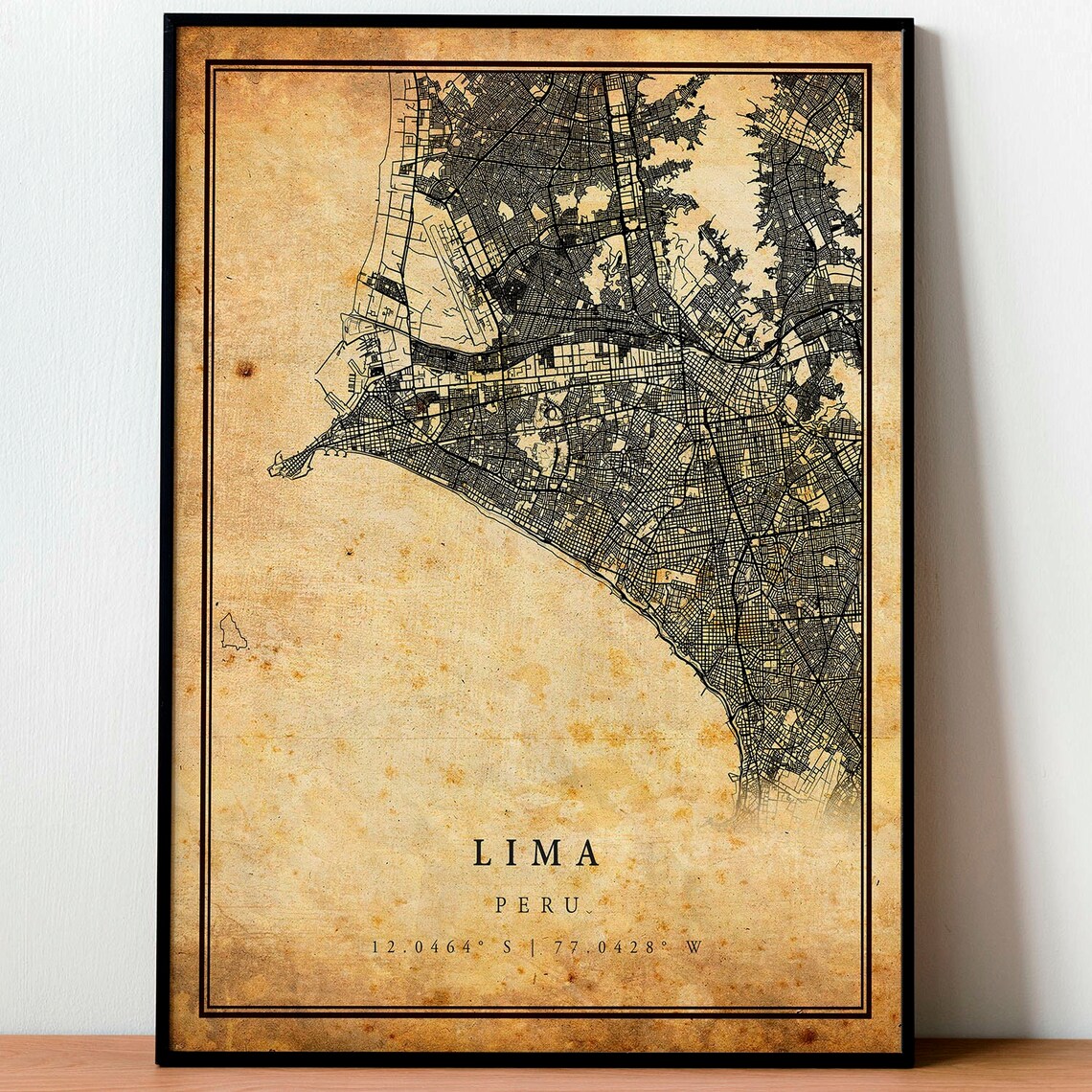 Lima Vintage Map Poster Wall Art City Artwork Print | Etsy