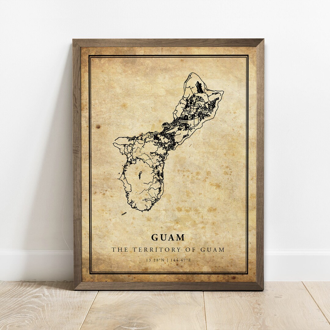 Guam Map Print: Vintage Style Road Map Wall Art - Etsy