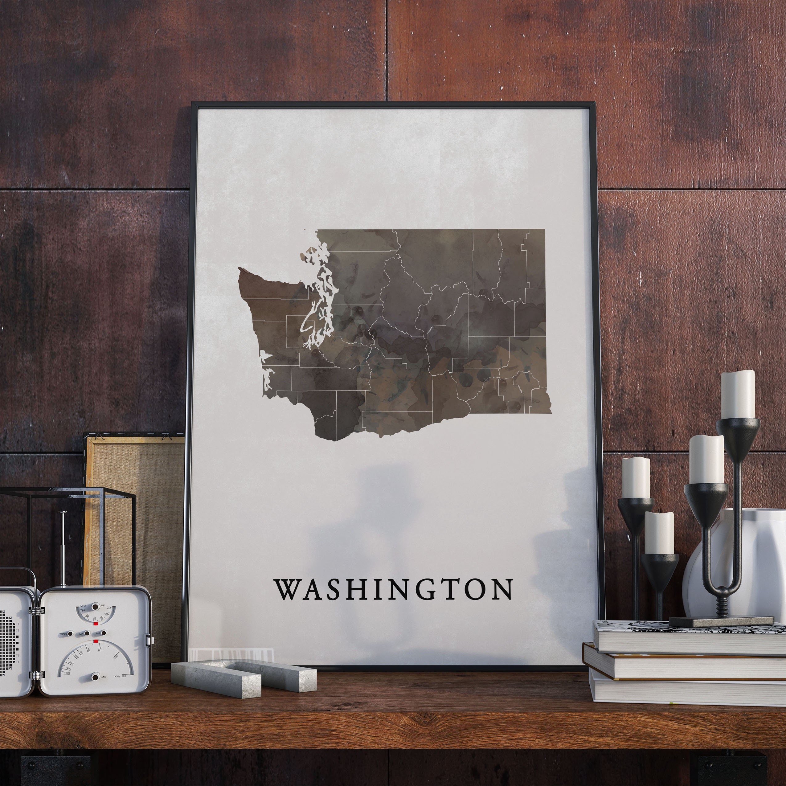 Washington Vintage Style Map Print Washington Map Poster | Etsy