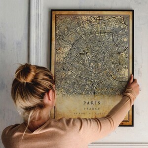 Custom City Map Print, Vintage Style City Street Road Map Poster, Any ...