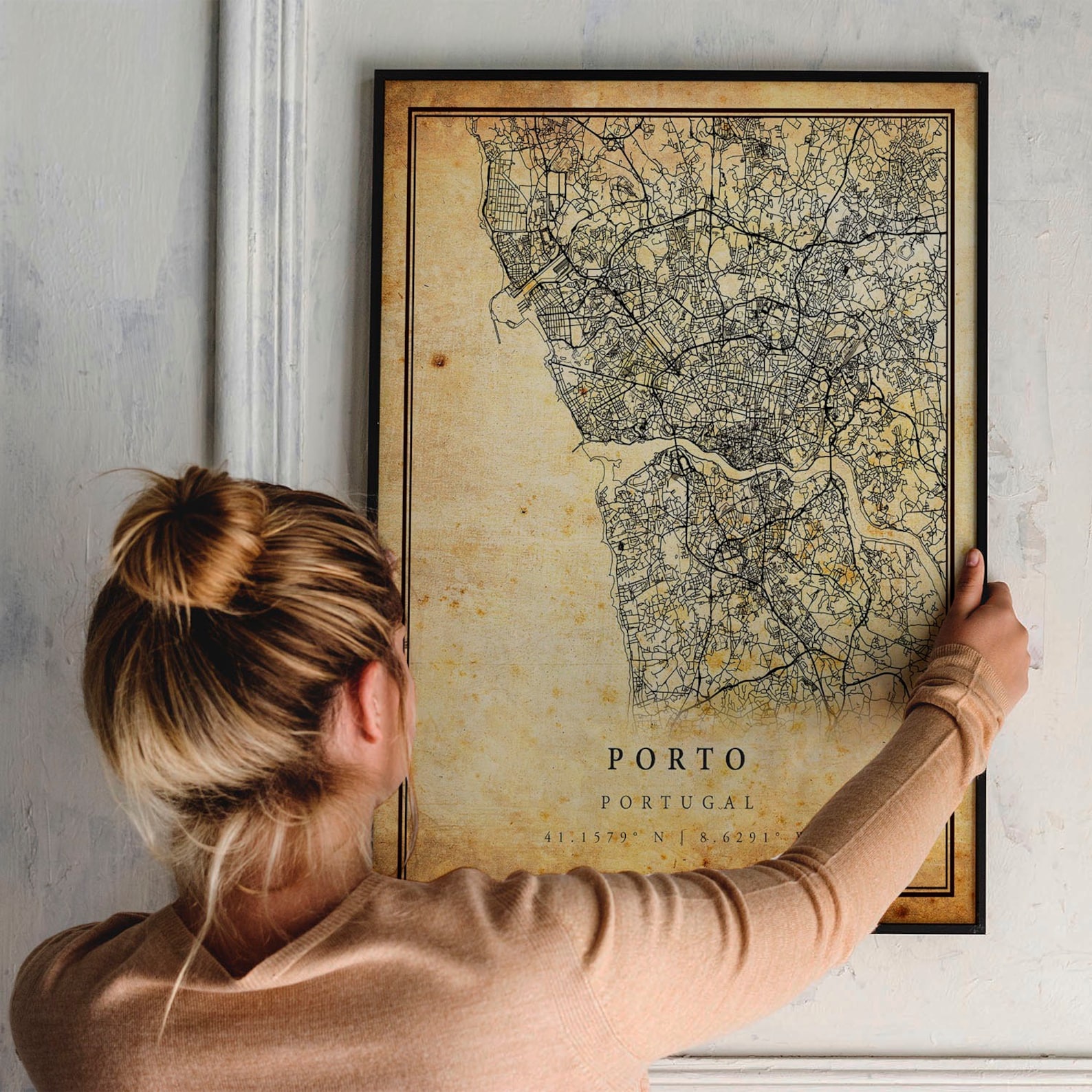 Porto Vintage Map Poster Wall Art City Artwork Print - Etsy