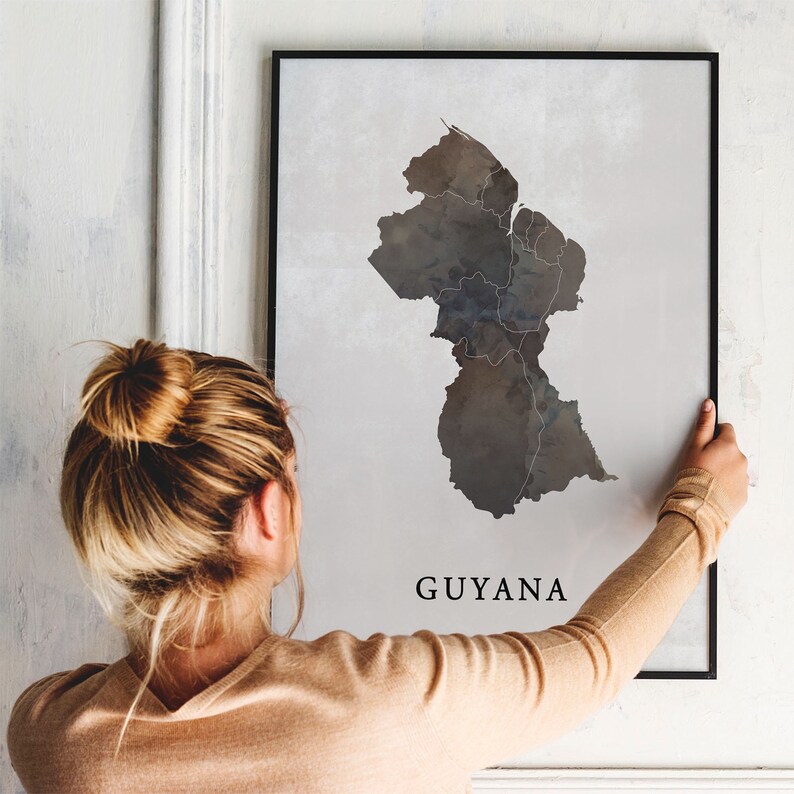 Guyana Vintage Style Map Print Guyana Map Poster Gift | Etsy