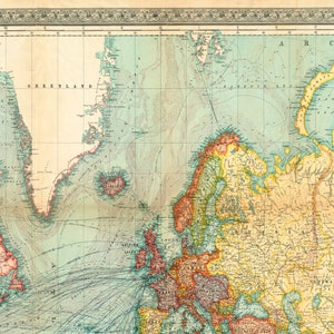 Vintage World Map Print: 1914 Mercator Projection Atlas - Etsy