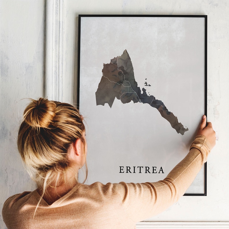 Eritrea Vintage Style Map Print Eritrea Map Poster Gift | Etsy