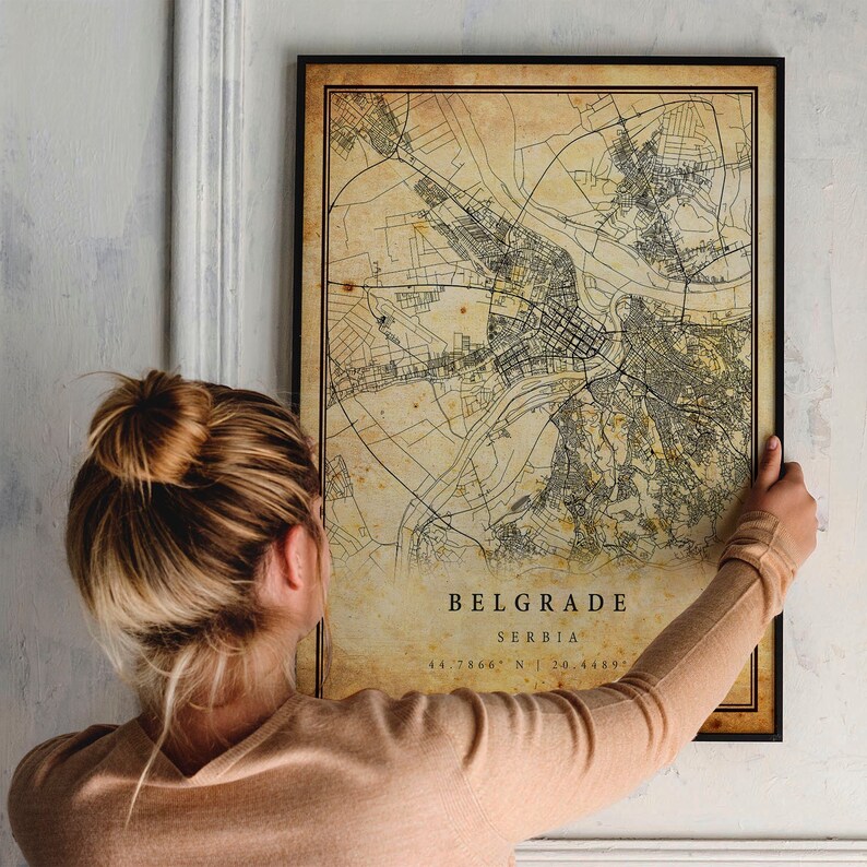 Belgrade Vintage Map Poster Wall Art City Artwork Print - Etsy