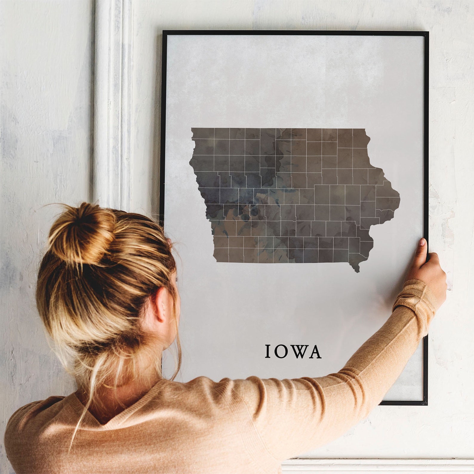 Iowa Vintage Style Map Print Iowa Map Poster Gift Iowa Wall | Etsy