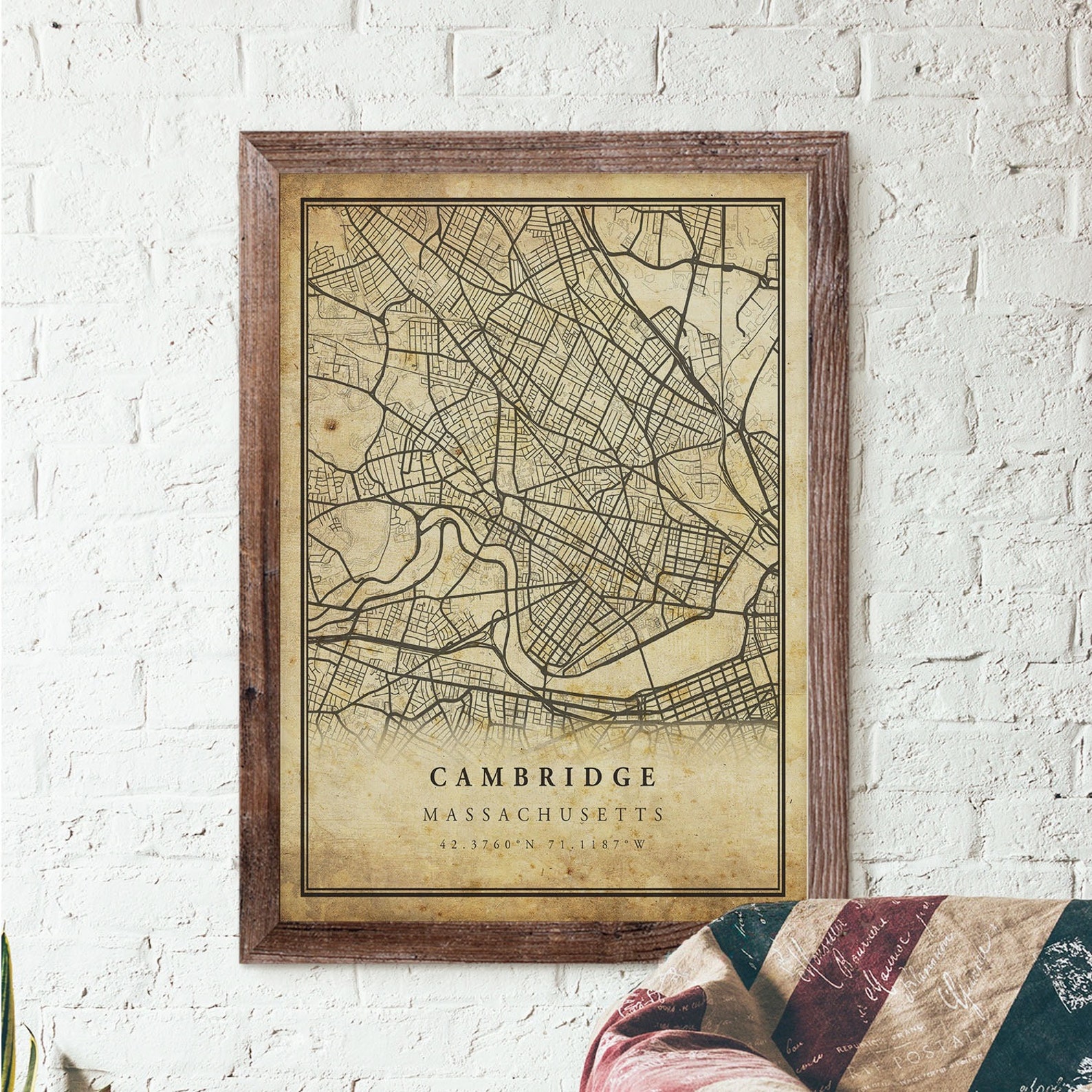 Cambridge Vintage Map Poster Wall Art City Artwork Print | Etsy