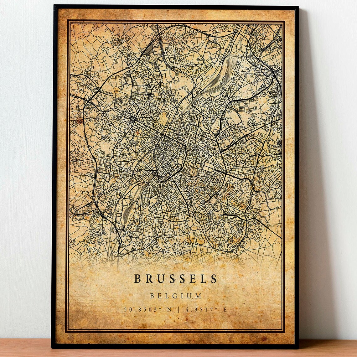 Brussels Vintage Map Poster Wall Art City Artwork Print - Etsy