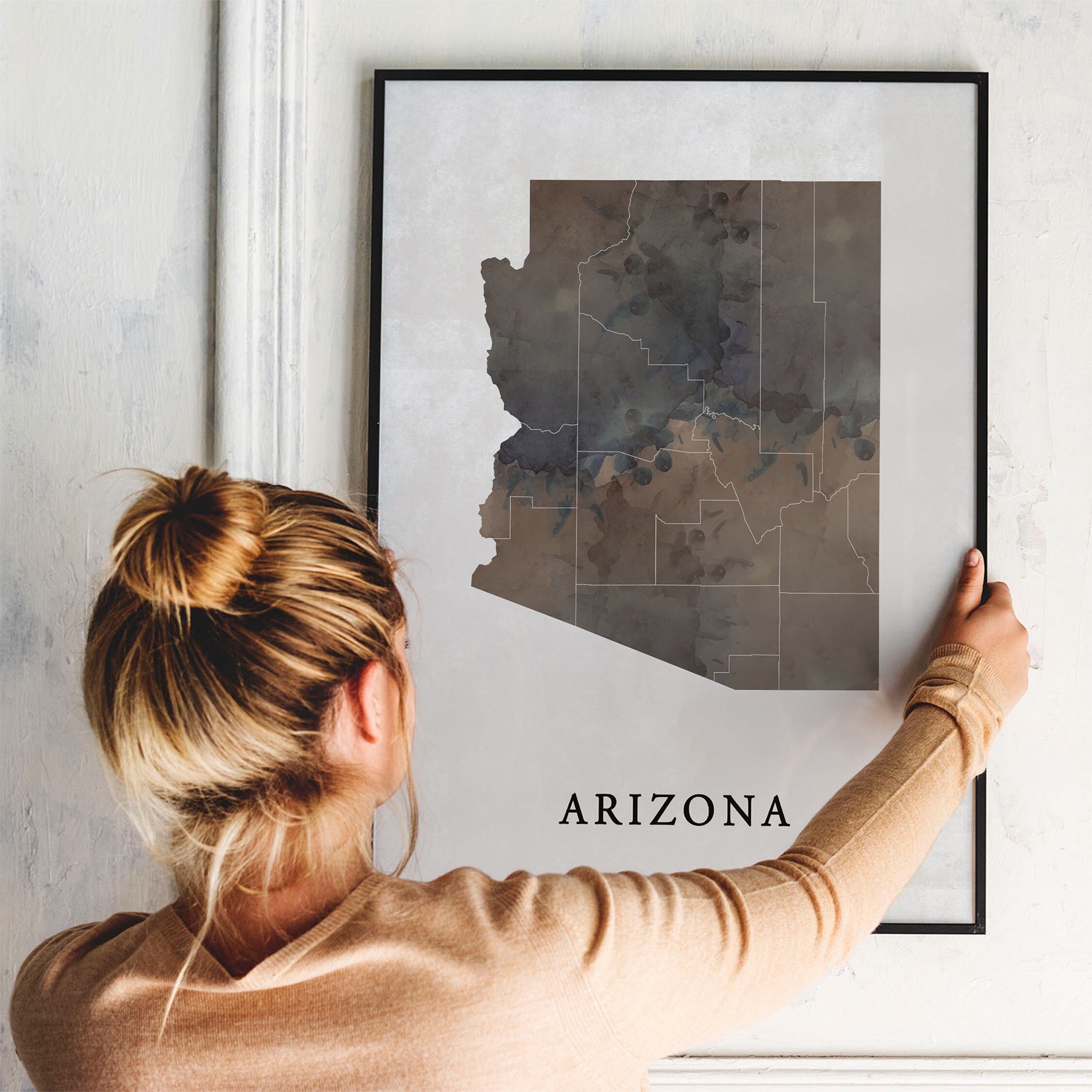 Arizona vintage style map print Arizona map poster gift | Etsy