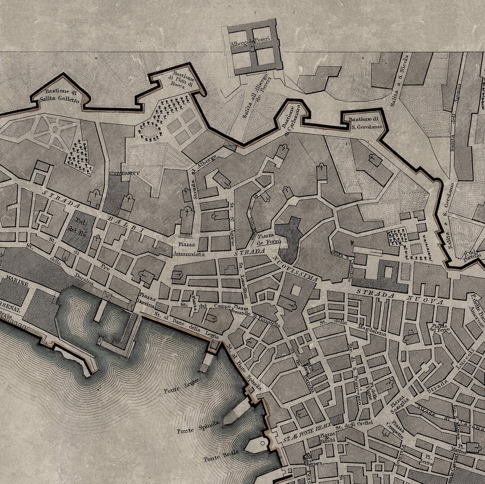 Mapa de Génova Mapa vintage de Génova Italia Arte mural - Etsy España