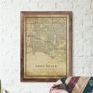 Long Beach Vintage Map Poster Wall Art | City Artwork Print | Antique ...