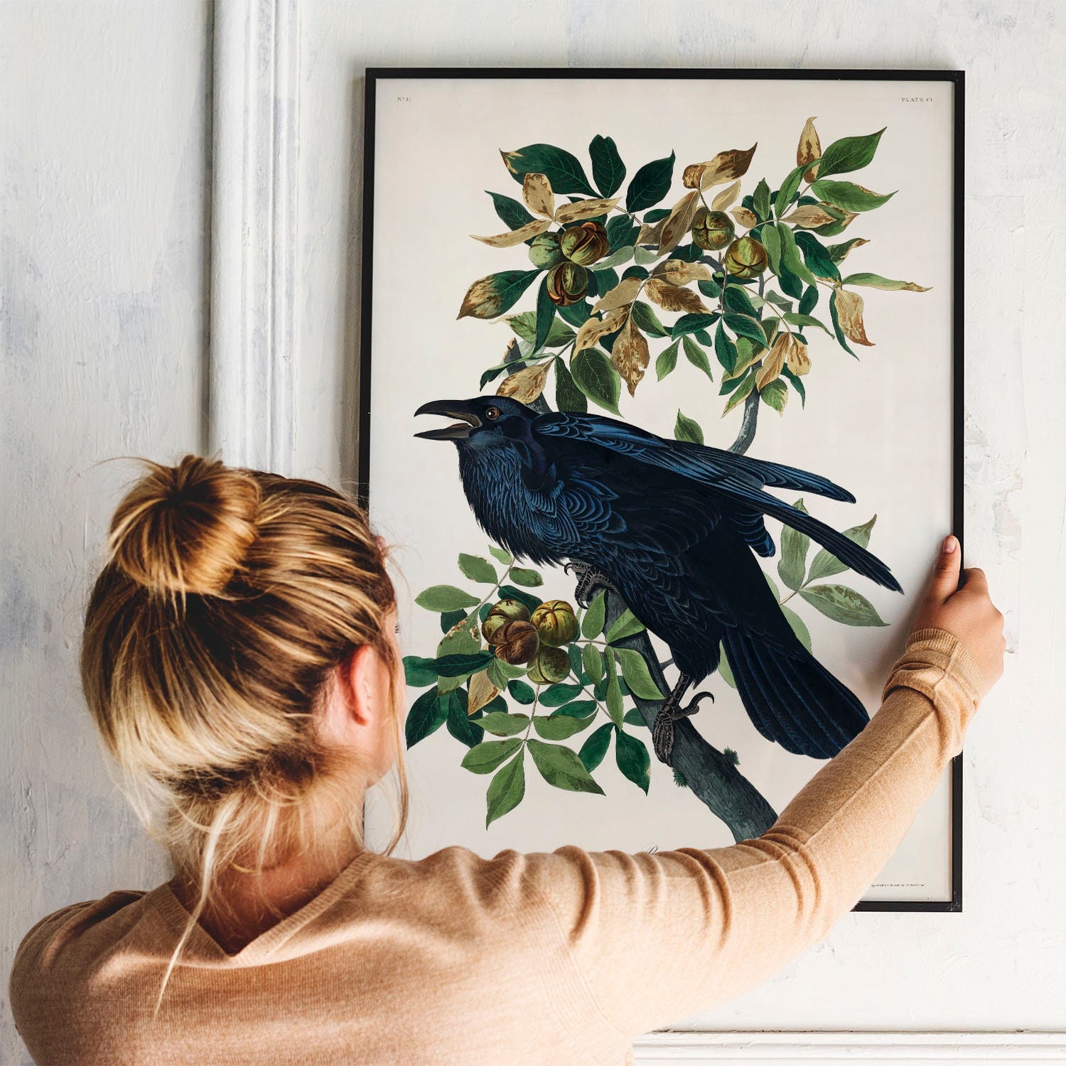 Raven Print Antique Bird Painting Vintage Drawing Poster - Etsy