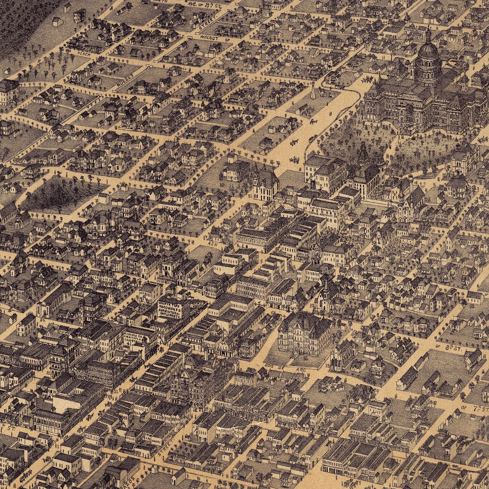 Map of Austin Texas ... 1887. Vintage Restoration Hardware | Etsy