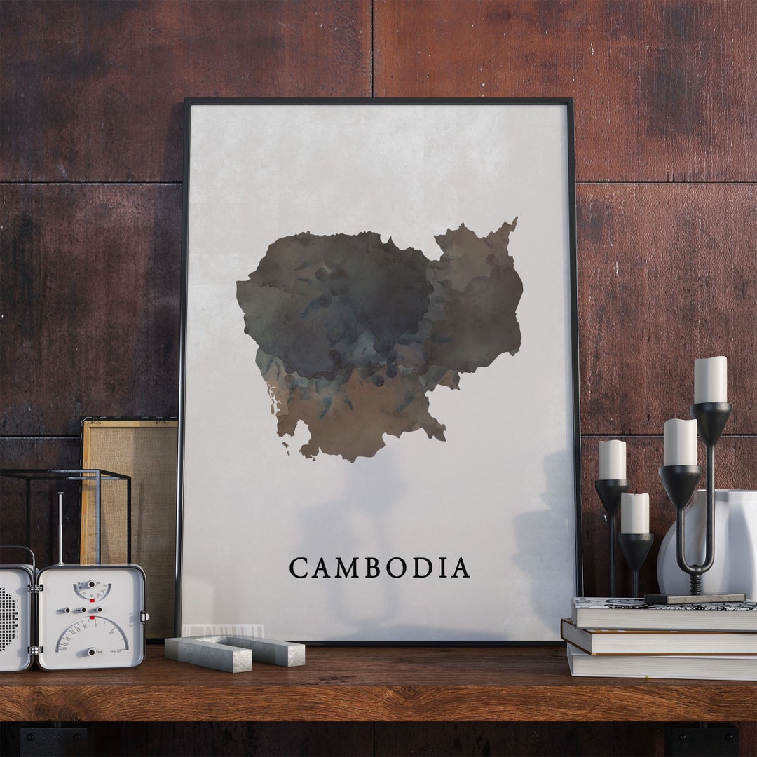 Cambodia Vintage Style Map Print, Cambodia Map Poster, Gift, Cambodia ...