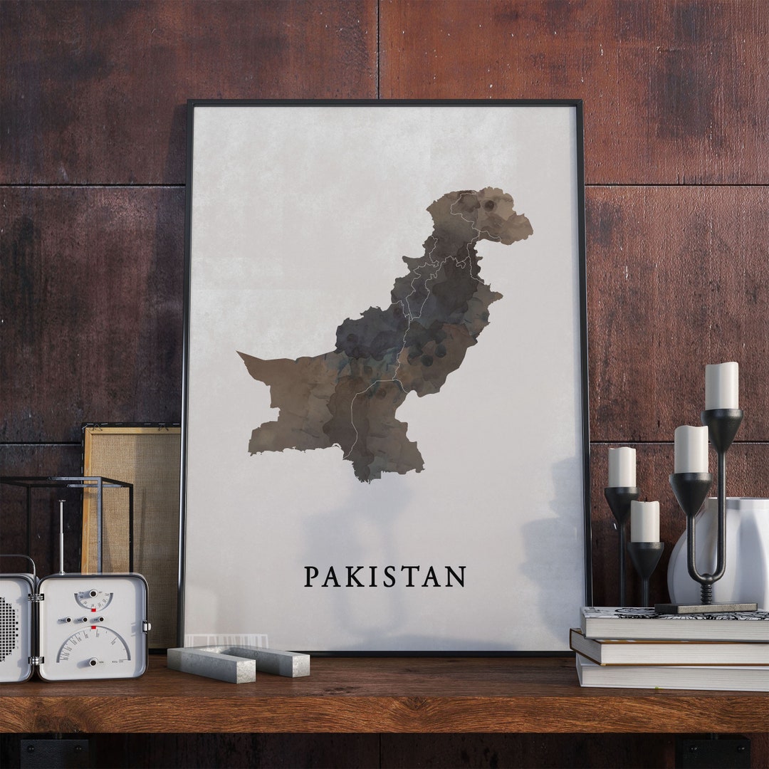Pakistan vintage stijl kaart print, Pakistan kaart poster, cadeau ...