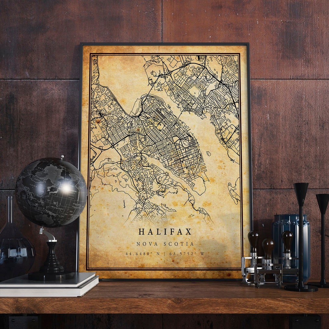 Halifax Vintage Map Poster Wall Art / City Artwork Print / Antique ...