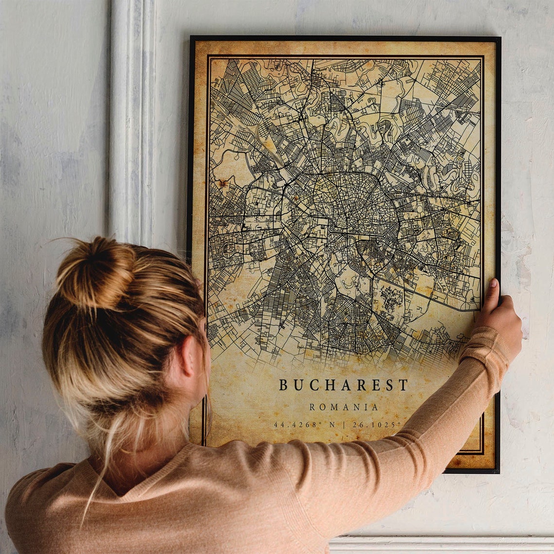 Bucharest Vintage Map Poster Wall Art City Artwork Print | Etsy