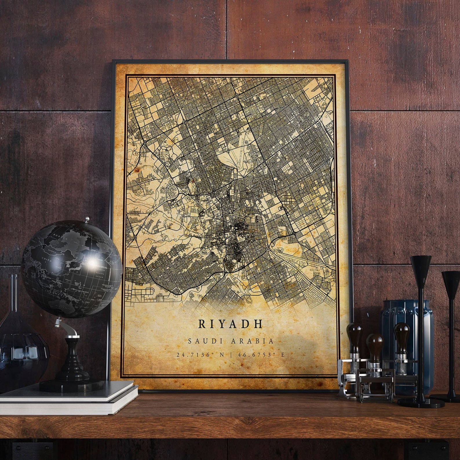 Riyadh Vintage Map Poster Wall Art City Artwork Print | Etsy