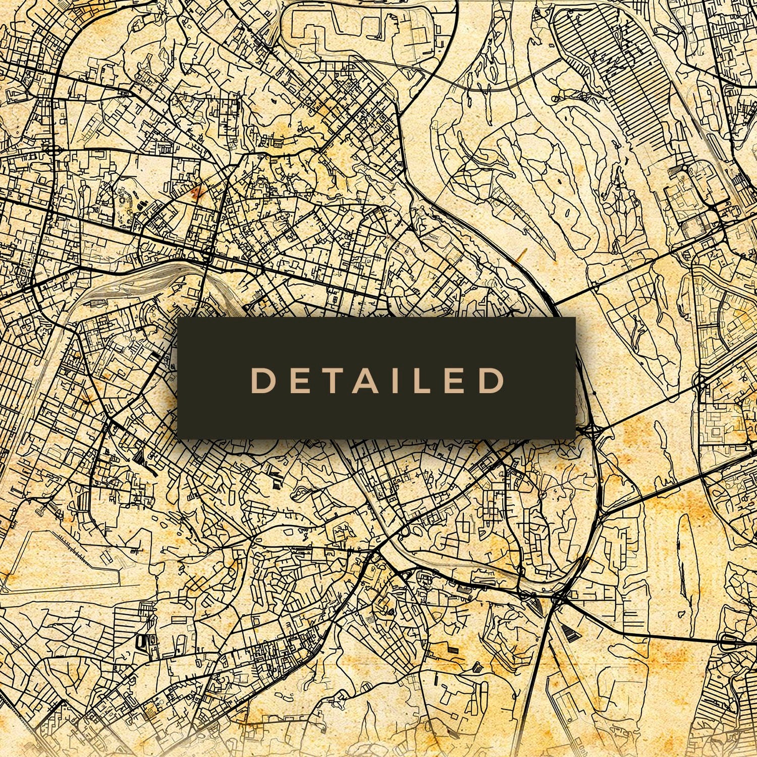 Kiev Vintage Map Poster Wall Art | City Artwork Print | Antique, Rustic ...