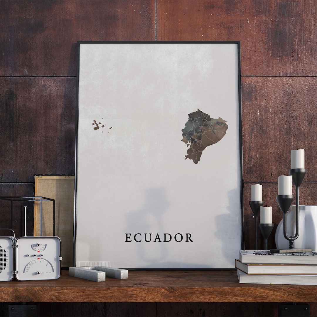 Ecuador Vintage Style Map Print, Ecuador Map Poster, Gift, Ecuador Wall ...