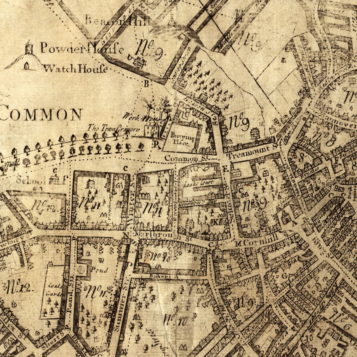 1769 Boston Map Print: Antique Historic Boston Wall Art - Etsy