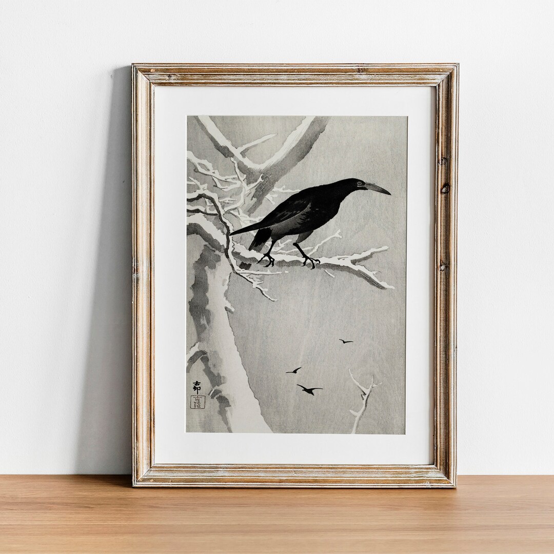 Crow Print, Antique Space Painting, Vintage Drawing Poster Wall Art ...
