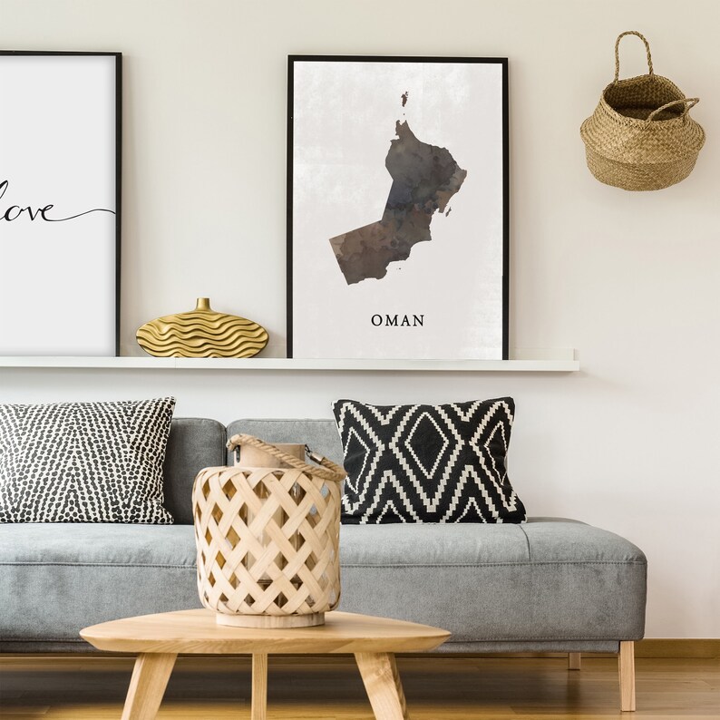 Oman Vintage Style Map Print Oman Map Poster Gift Oman Wall - Etsy