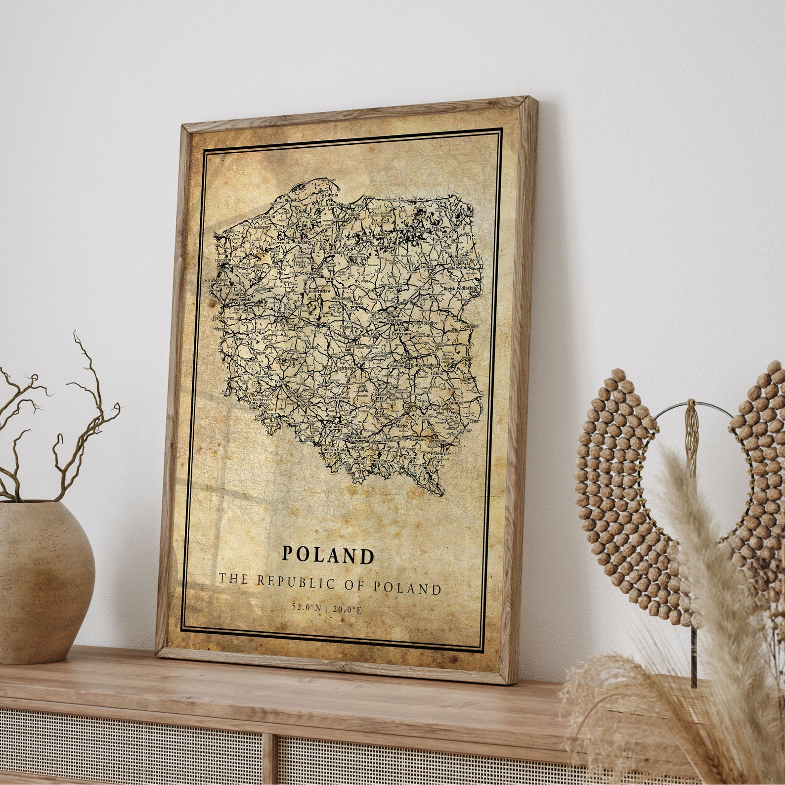 Vintage Poland Map Art Print: Country Road Map - Etsy