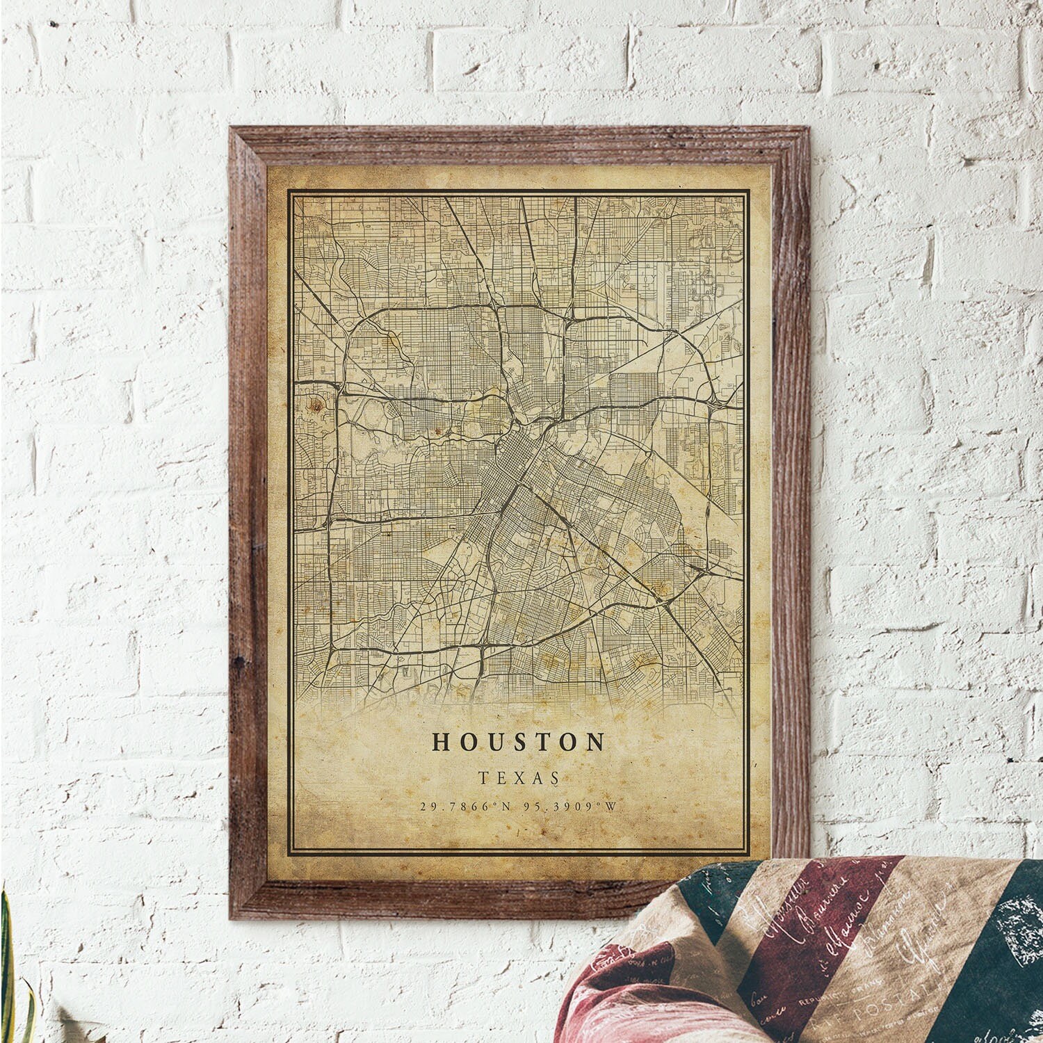 Houston Vintage Map Poster Wall Art City Artwork Print - Etsy
