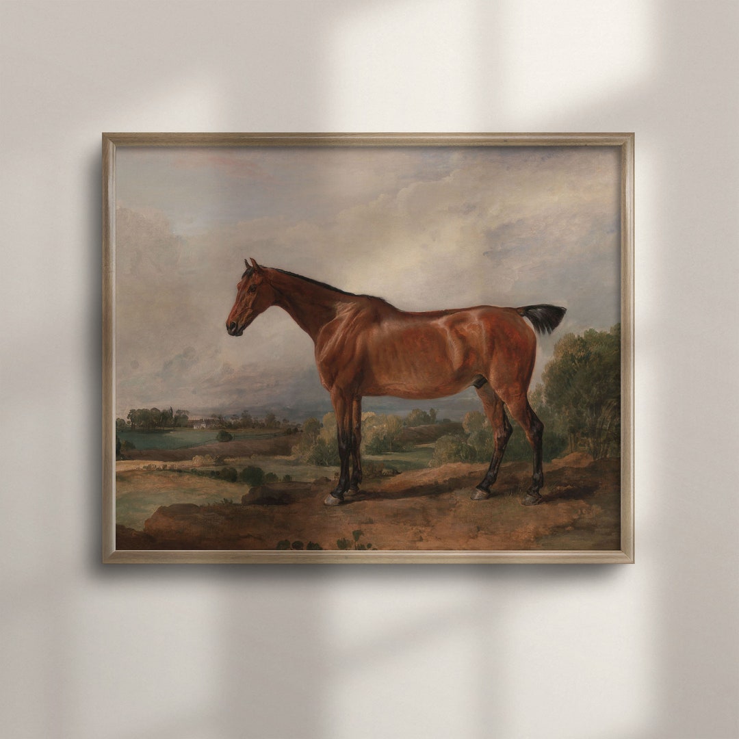 Vintage Equestrian Art, Rustic Horse Painting, Farmhouse Wall Decor ...