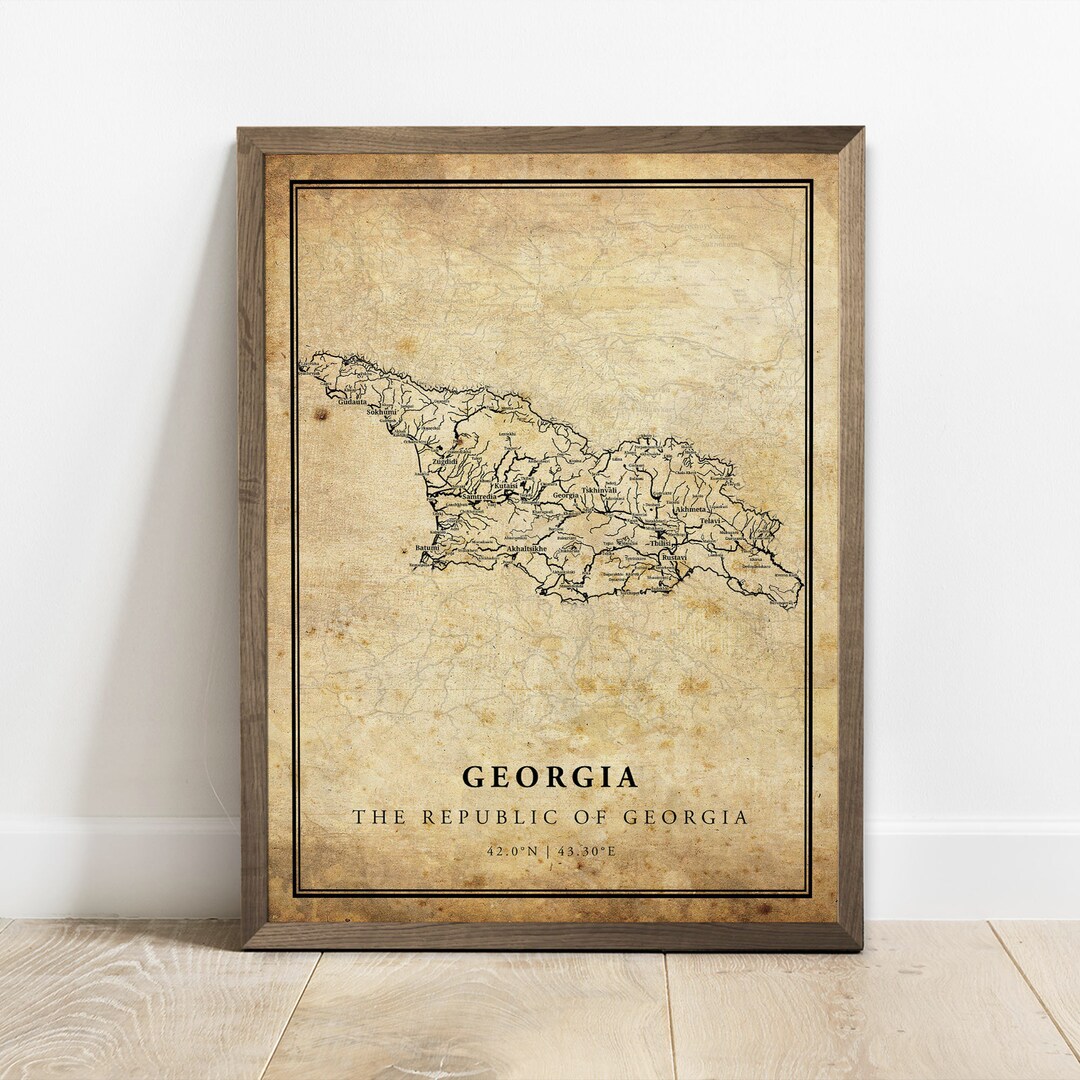 Georgia Vintage Map Poster Print, Country Street Road Map Wall Art ...