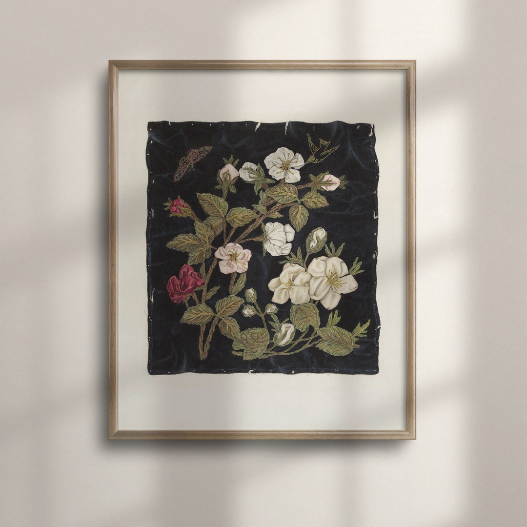 Vintage Floral Textile Art: Eclectic Farmhouse Wall Hanging - Etsy