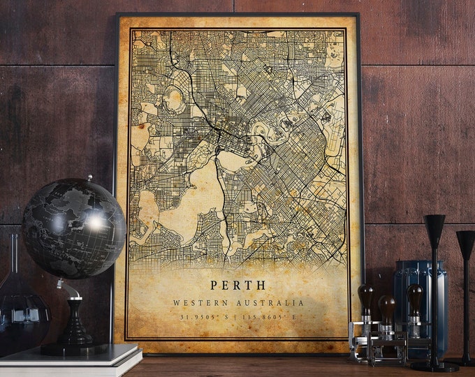 1851 Perth, Antique Map of Perth, Old Historical Map of Perth, Perth ...