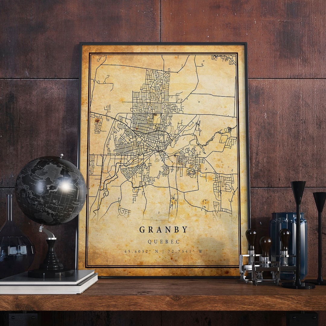 Granby Quebec Map Print: Vintage City Wall Art - Etsy