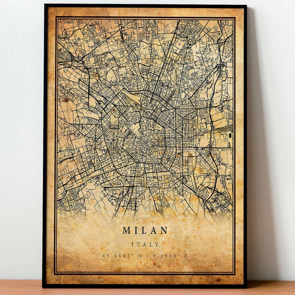 Milan Vintage Map Poster Wall Art City Artwork Print | Etsy