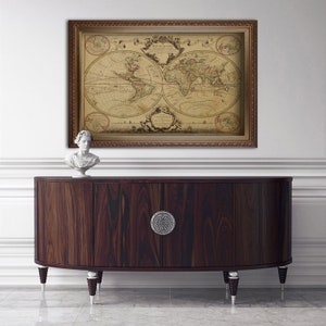 1720 Old World Map,world Map Wall Art, Historic Map Antique Style Map Art Guillaume Mappe Monde ...