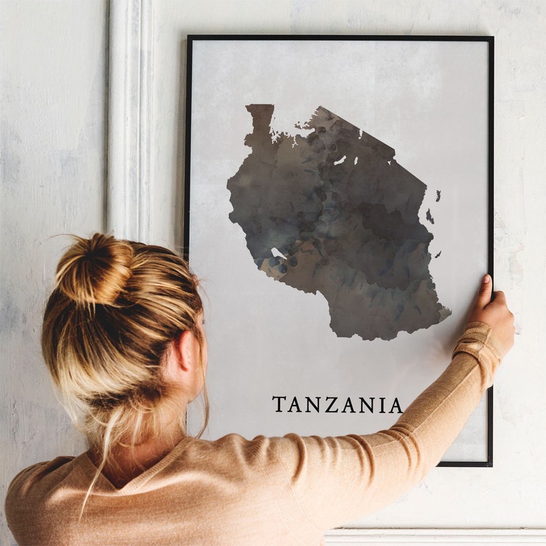 Tanzania Vintage Style Map Print Tanzania Map Poster Gift - Etsy
