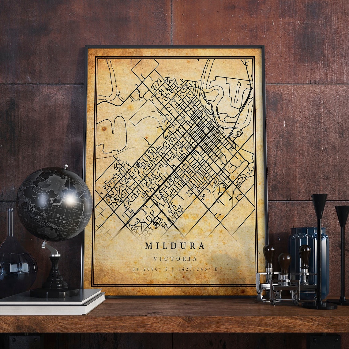 Mildura Victoria Map Print: Vintage City Wall Art - Etsy