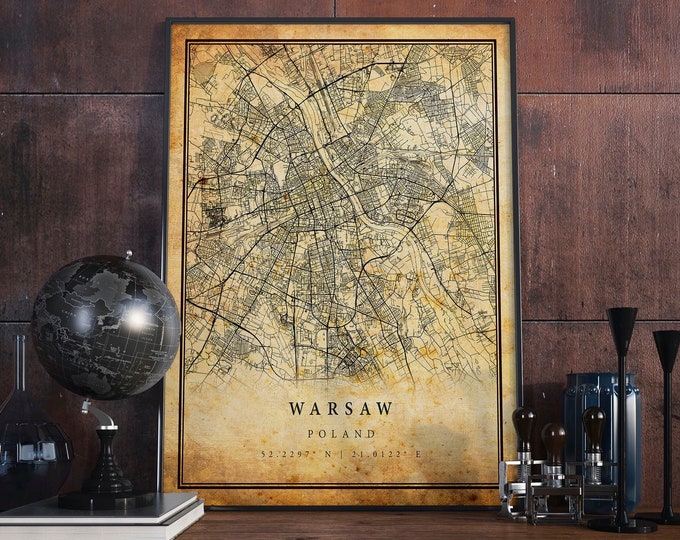 Warsaw Map 1772, Old Map of Warsaw, Poland in High Resolution Prints up ...