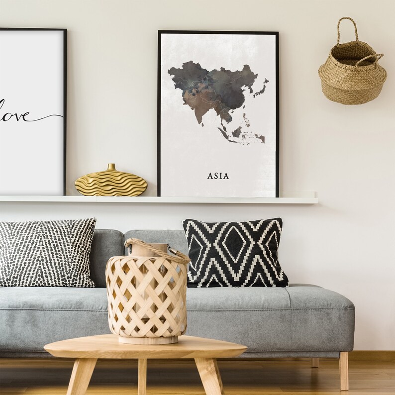 Asia Vintage Style Map Print Asia Map Poster Gift Asia Wall | Etsy