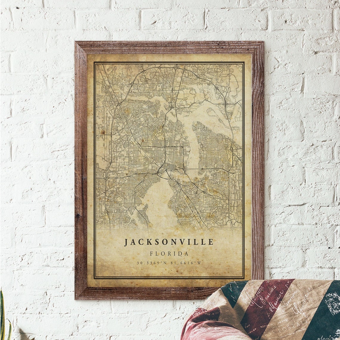 Jacksonville Vintage Map Poster Wall Art City Artwork Print - Etsy