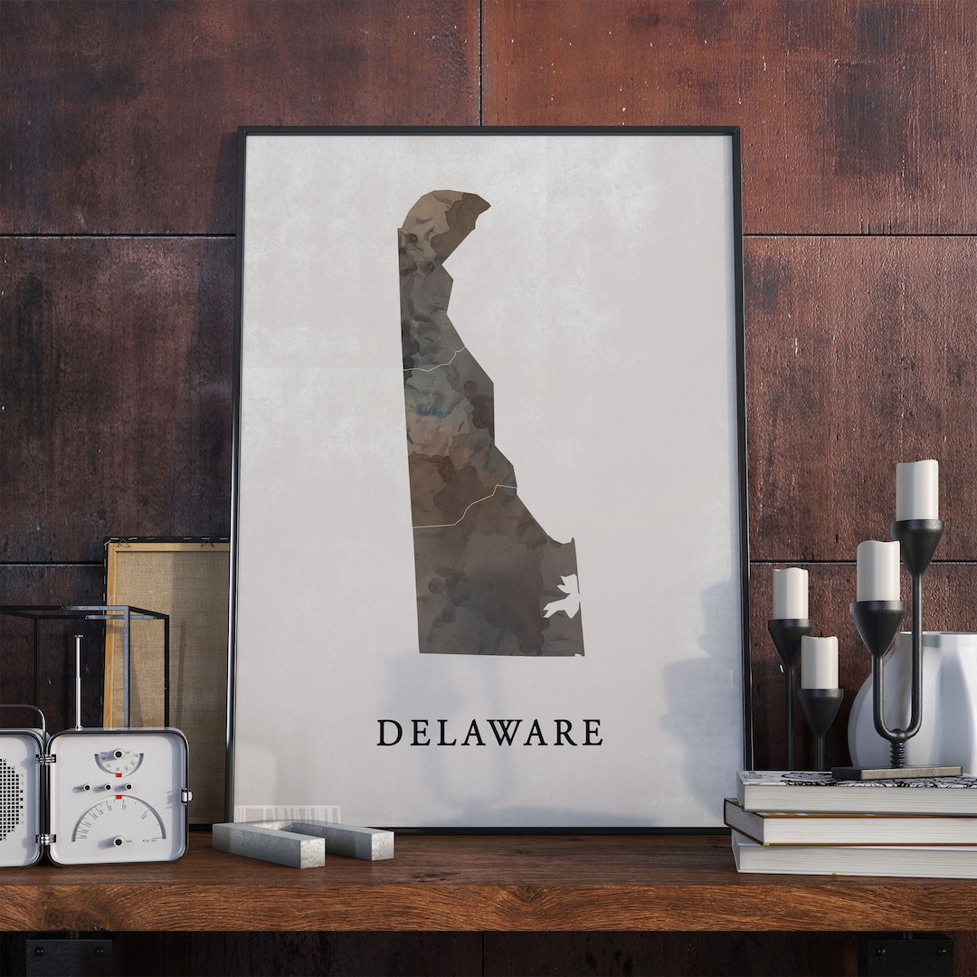 Delaware Vintage Style Map Print, Delaware Map Poster, Gift, Delaware ...