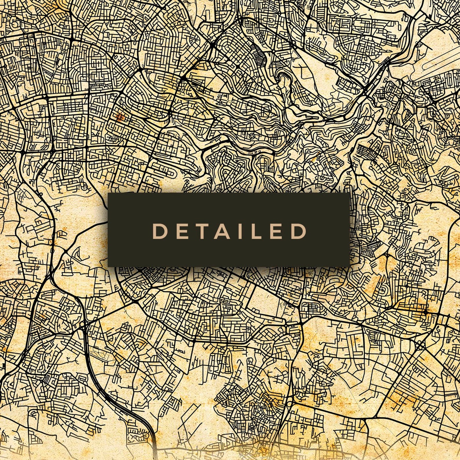 Amman Jordan Vintage Map Art Print: Rustic Home Decor - Etsy