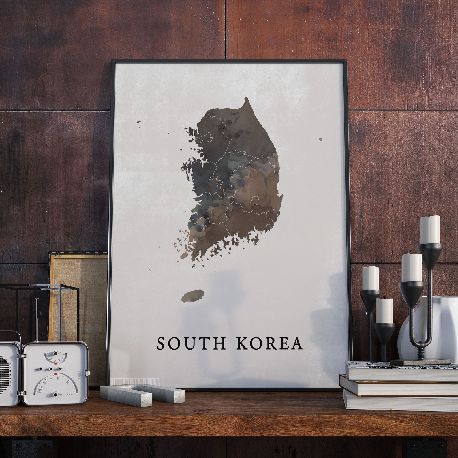 South Korea vintage style map print South Korea map poster | Etsy