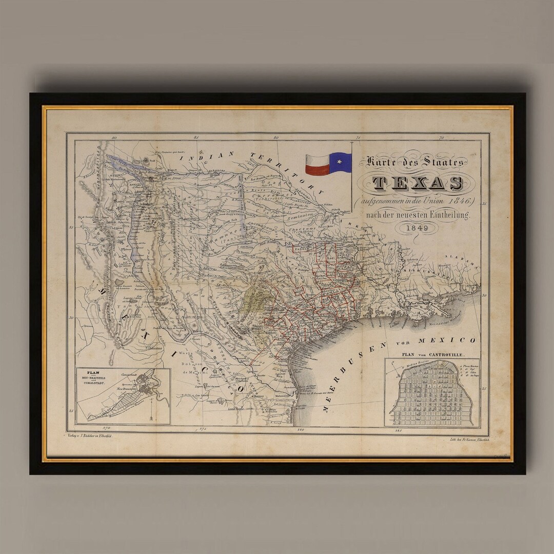 1849 Map of Texas Old Texas Map, TEXAS, Map of Texas, Vintage Map ...