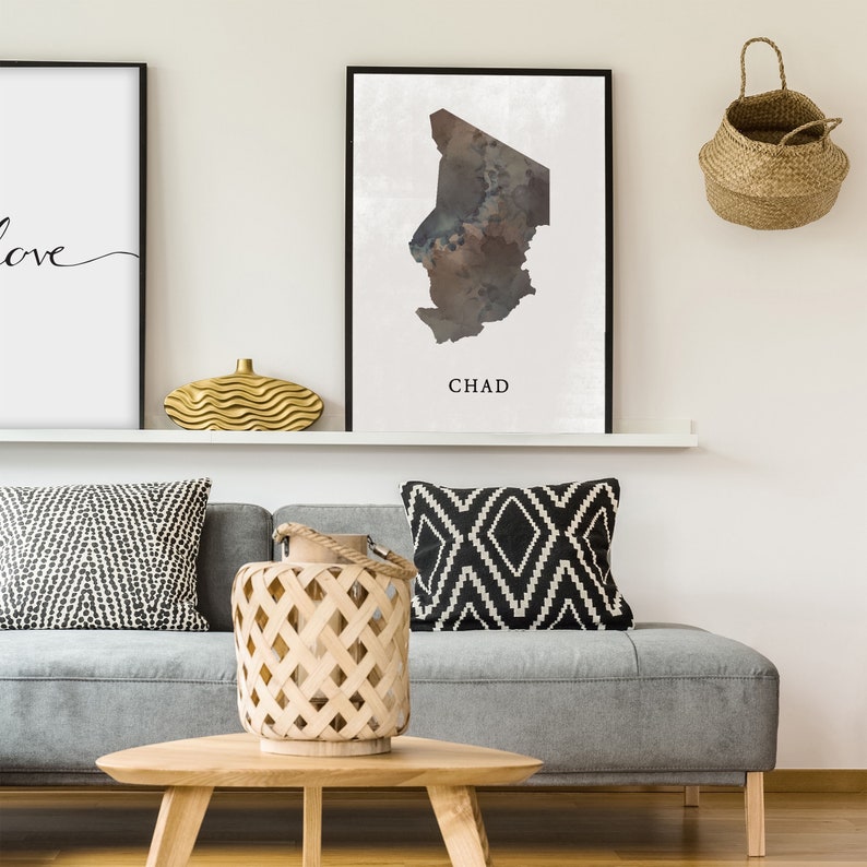 Chad Vintage Style Map Print Chad Map Poster Gift Chad Wall - Etsy
