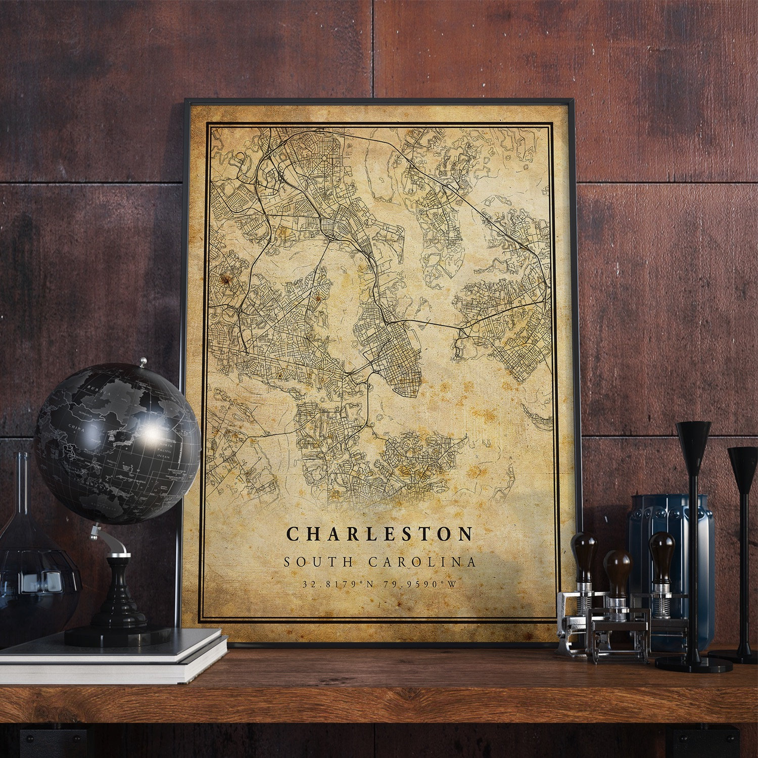 Charleston Vintage Map Poster Wall Art City Artwork Print - Etsy