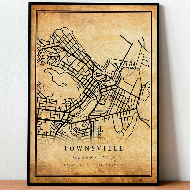 Townsville Vintage Map Art Print: Rustic Queensland Home Decor - Etsy
