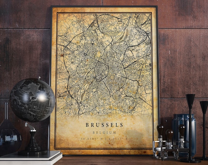 Old Map of Brussels Bruxelles Belgium 1924 Vintage Map | Wall Map Print ...