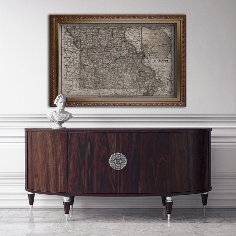 Giant Map of Missouri Rustic Style Travel Map Map Decor 1886 | Etsy